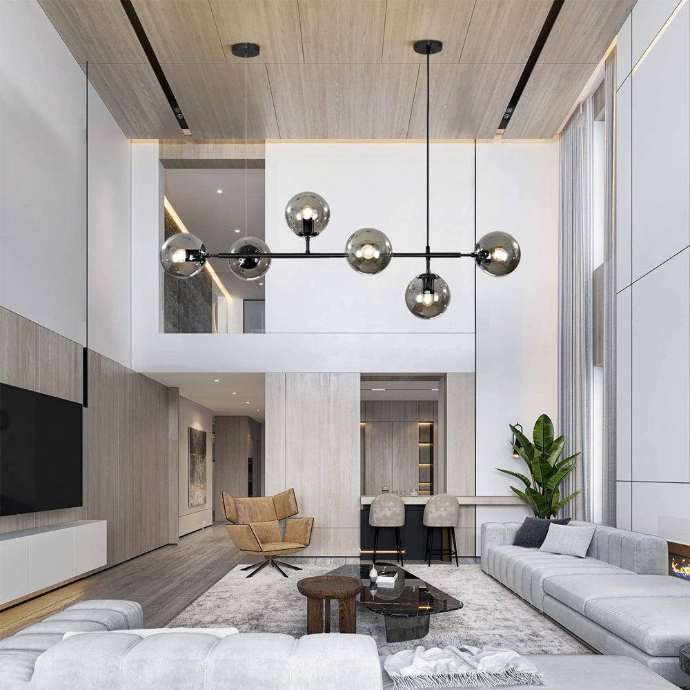 KCO Modern Liner 6-Light Chandelier Island Lamp Smoke Grey (L7022) – KCO Home - Chandeliers ...